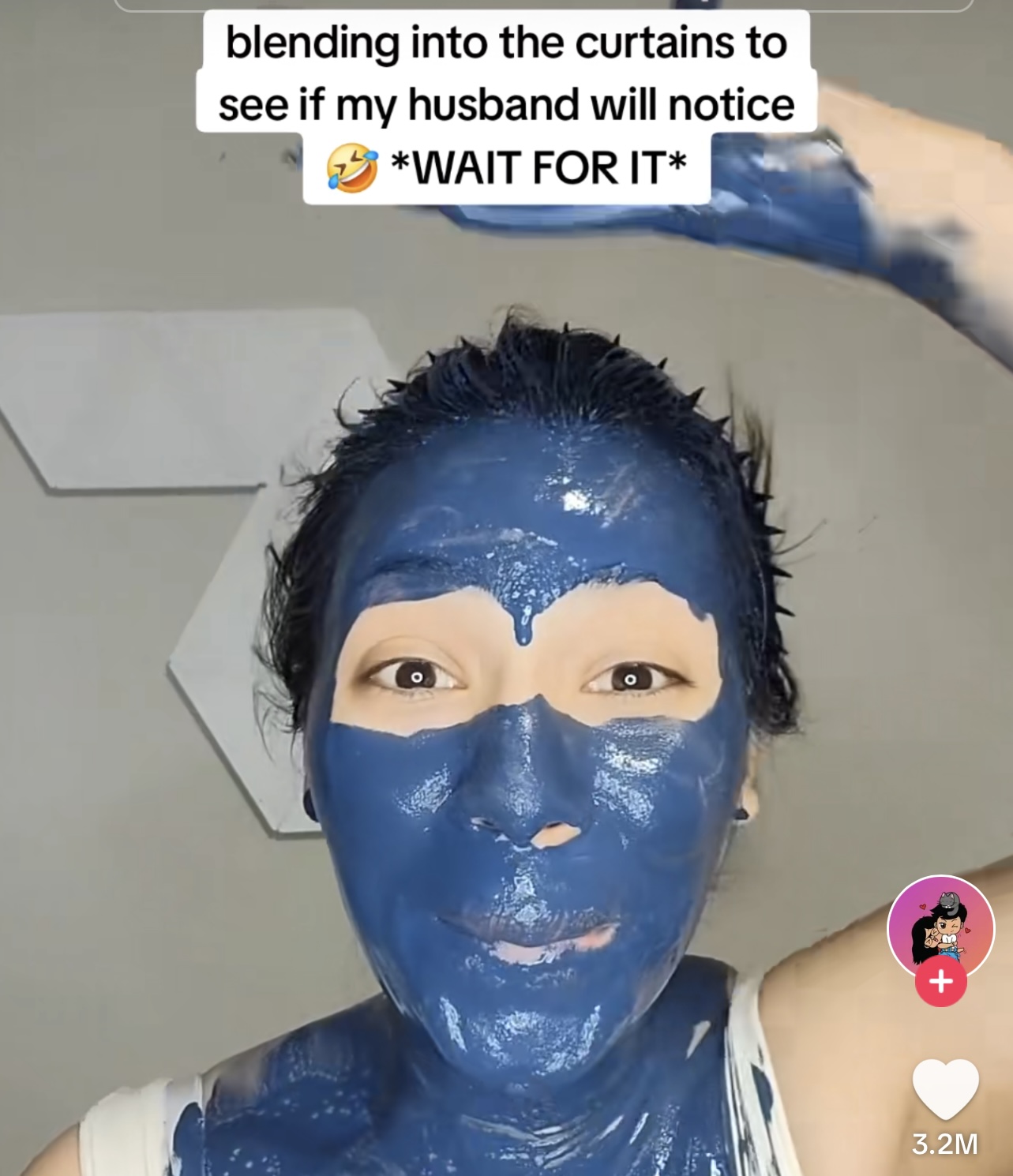 Woman blends into curtains in ultimate relationship prank that has ...